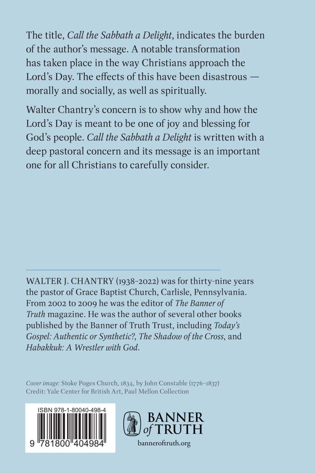 Call The Sabbath A Delight by Walter J. Chantry | Banner of Truth USA