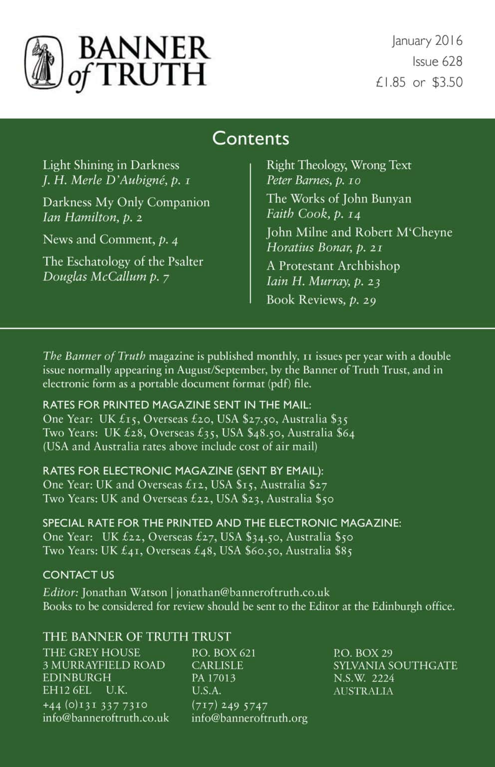 January 2016 Magazine – Banner of Truth USA